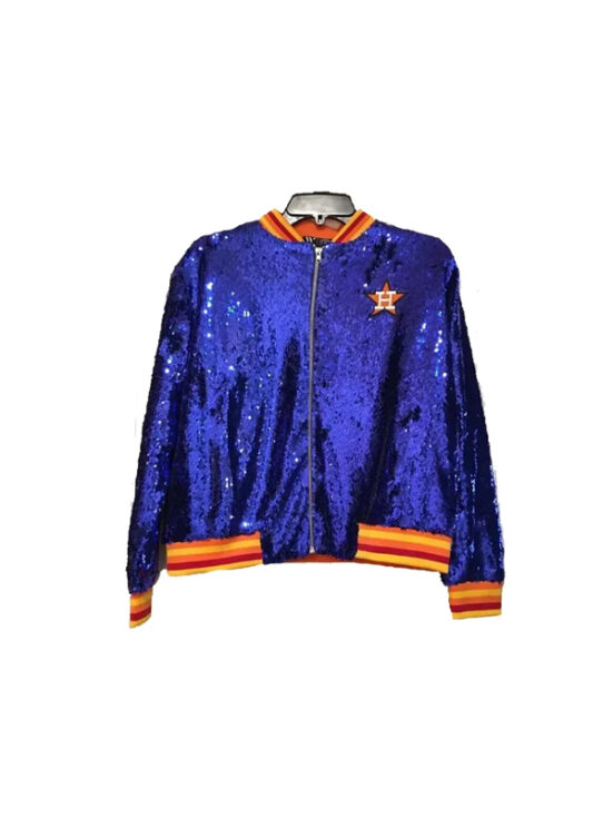 Astros Sequin Blue Jacket | Baseball Team Houston Glitter Jacket