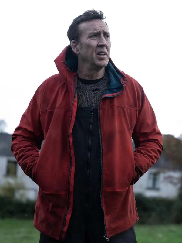 Nicolas Cage Hooded Jacket - Paul Red Cotton Hooded Jacket