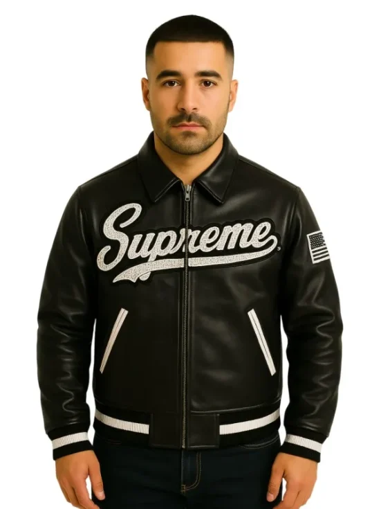 Supreme Leather Varsity Jacket - America Jackets