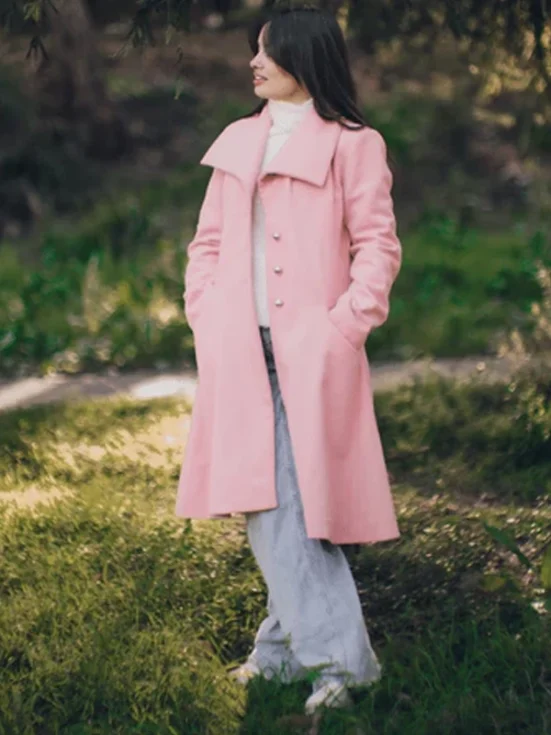 Priscilla Pink Wool Trench Coat – Women’s Elegant Style
