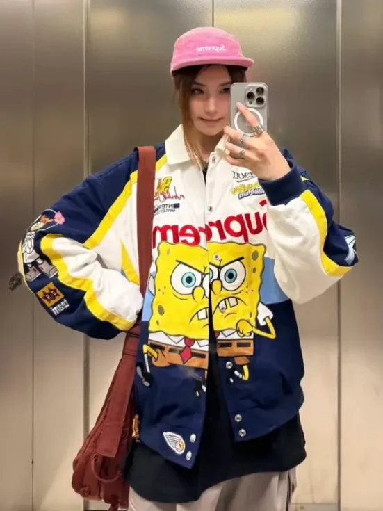 Supreme SpongeBob SquarePants Jeff Hamilton Racing Jacket