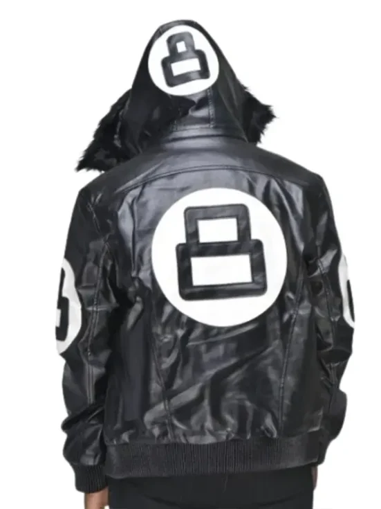 8 Ball David Puddy Black Leather Bomber Jacket