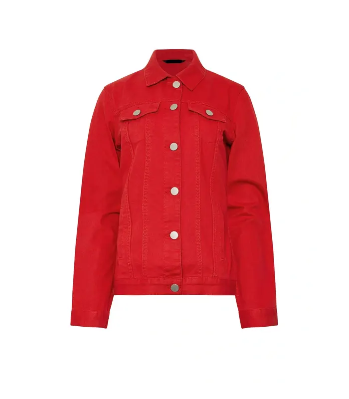 Red Denim Jean Jacket | Bold Street Style | AJ