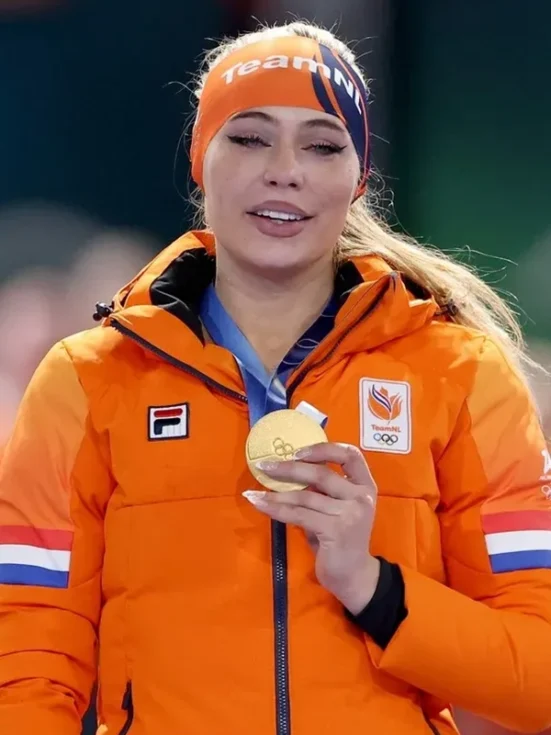 2026 Team Netherlands Jutta Leerdam Orange Puffer Jacket